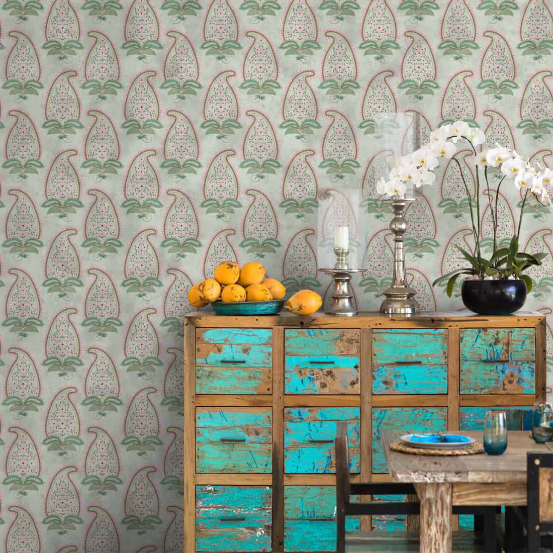 Indian Paisley Design wallpaper, Customized – Life n Colors