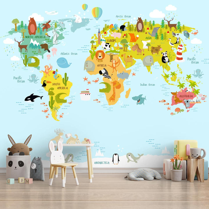 World Map Wallpaper, Map Wallpaper for Kids Learning – Life n Colors