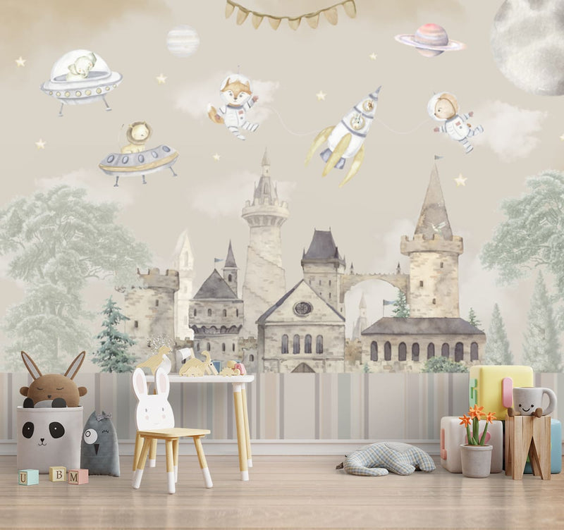 Fairy Land Space Theme Beige Wallpaper | Life n Colors