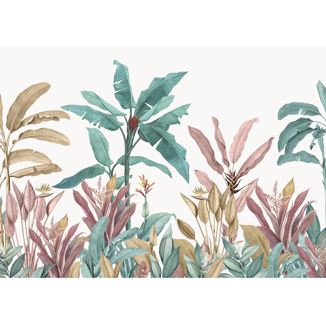 Pink & Green Tropical Trees Wallpaper | Life n Colors